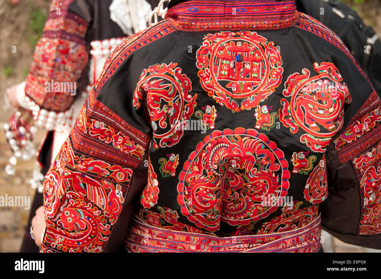 Amazing hand embroidery on a traditional Miao people cloth during ...
