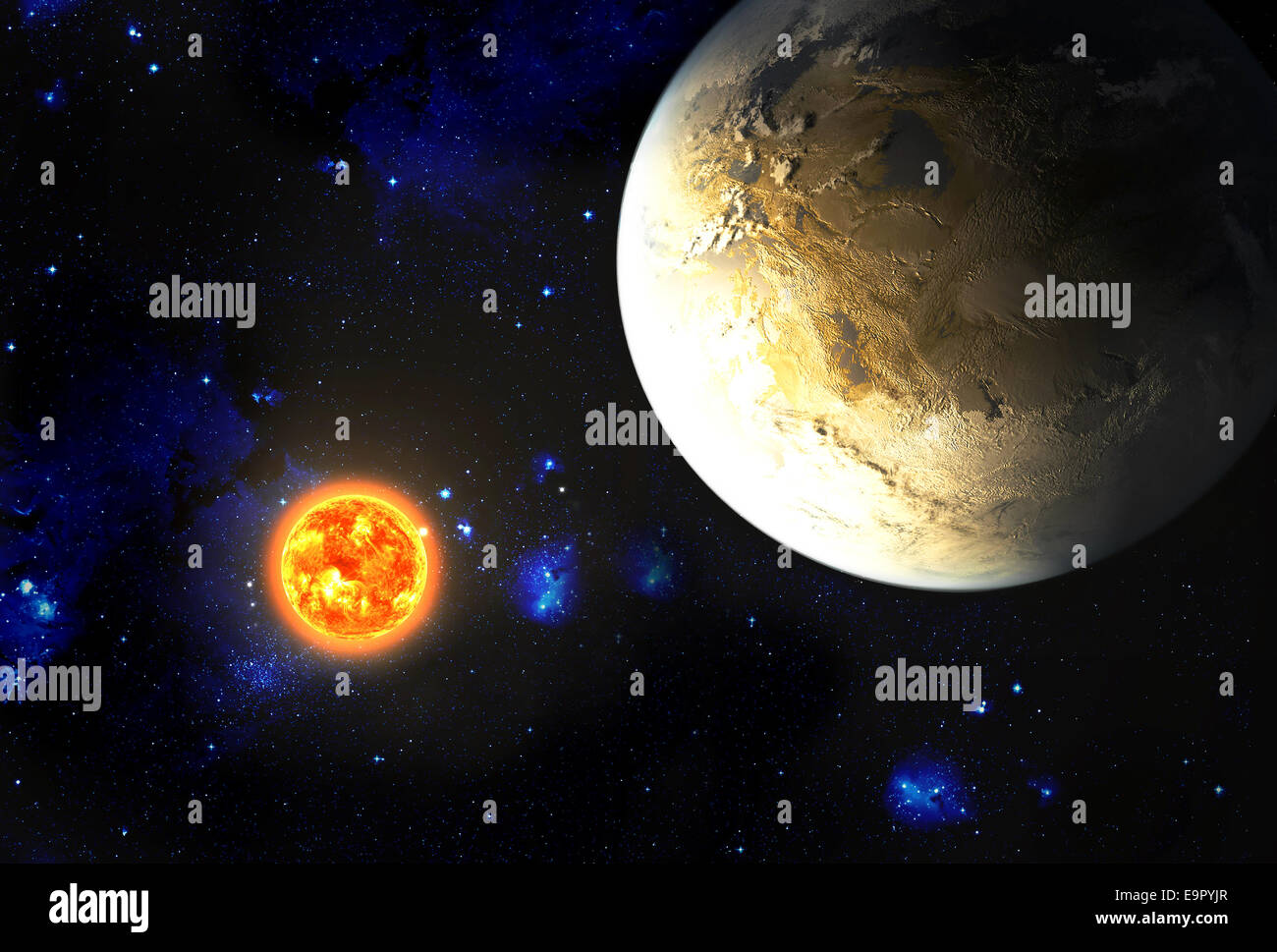 Earth and Sun. Elements of this image furnished by NASA Stock Photo - Alamy