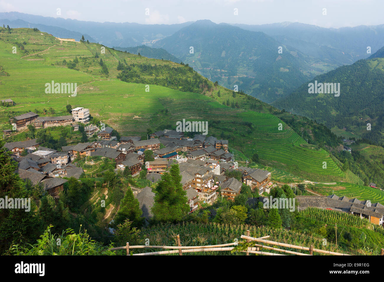 Village, Longsheng Rice Terrace, Dragon's Backbone, Longji, China Stock ...