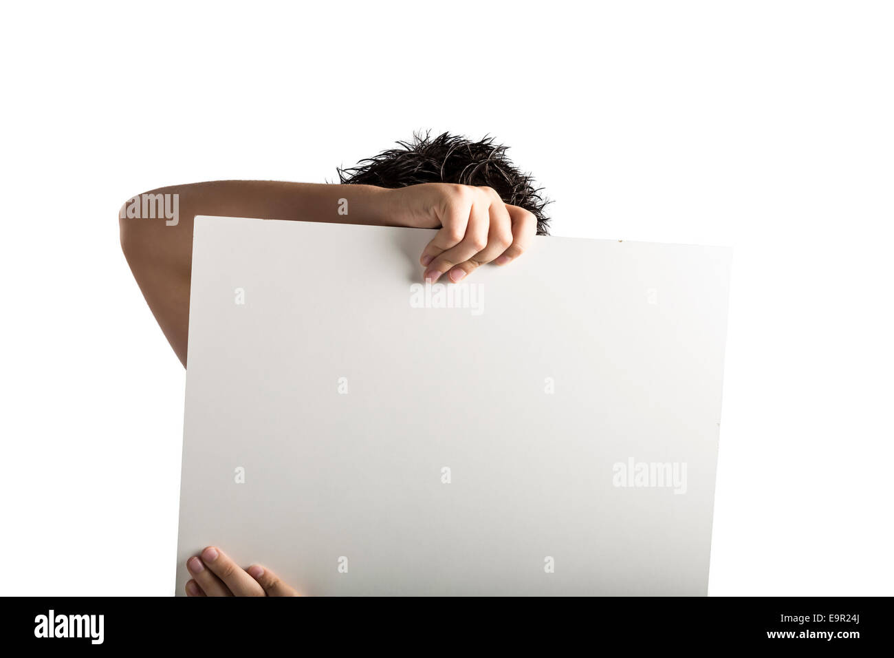 A light white plastic laminate square blank sign supported by young ...