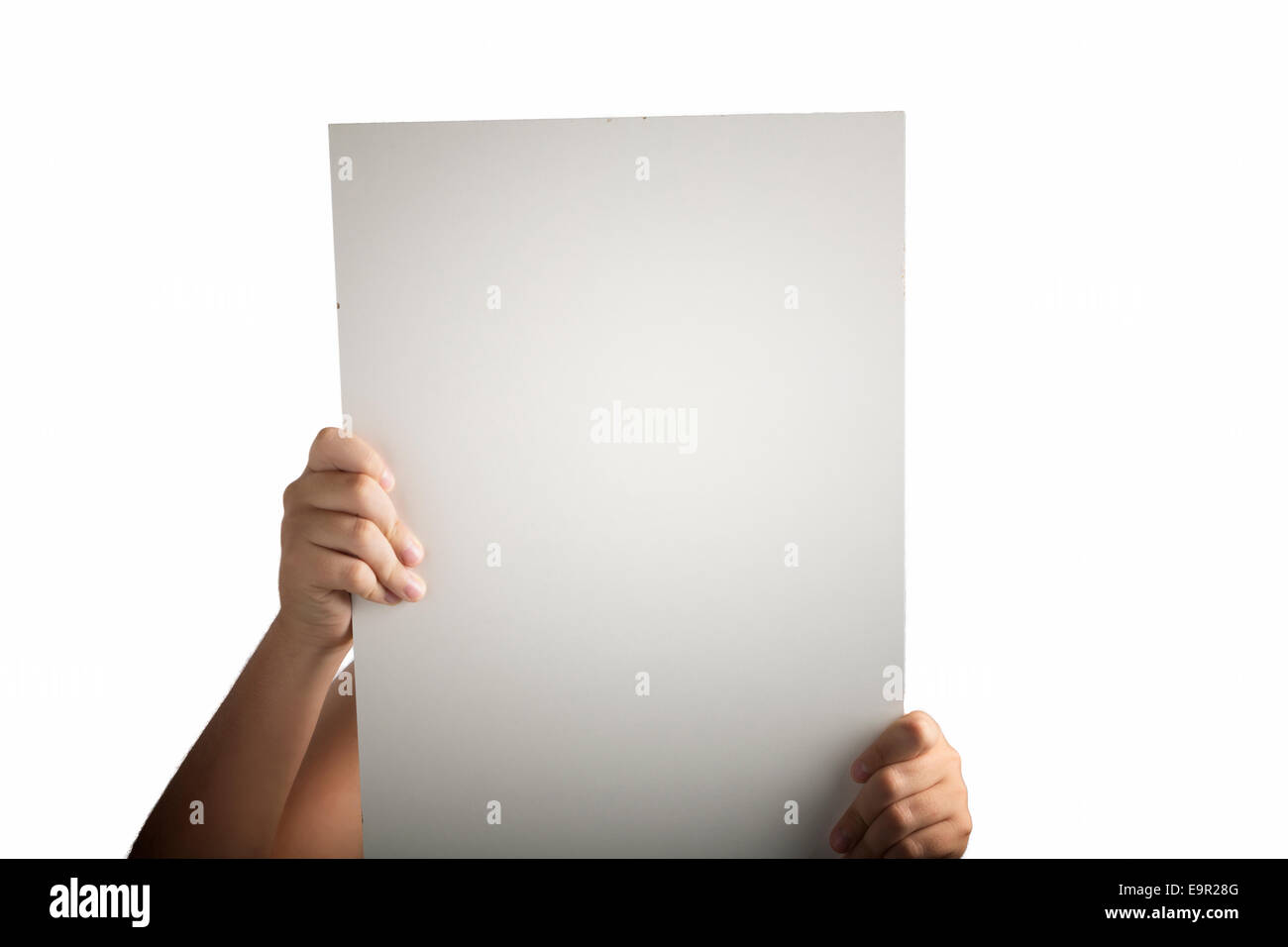 A light white plastic laminate square blank sign supported by young ...