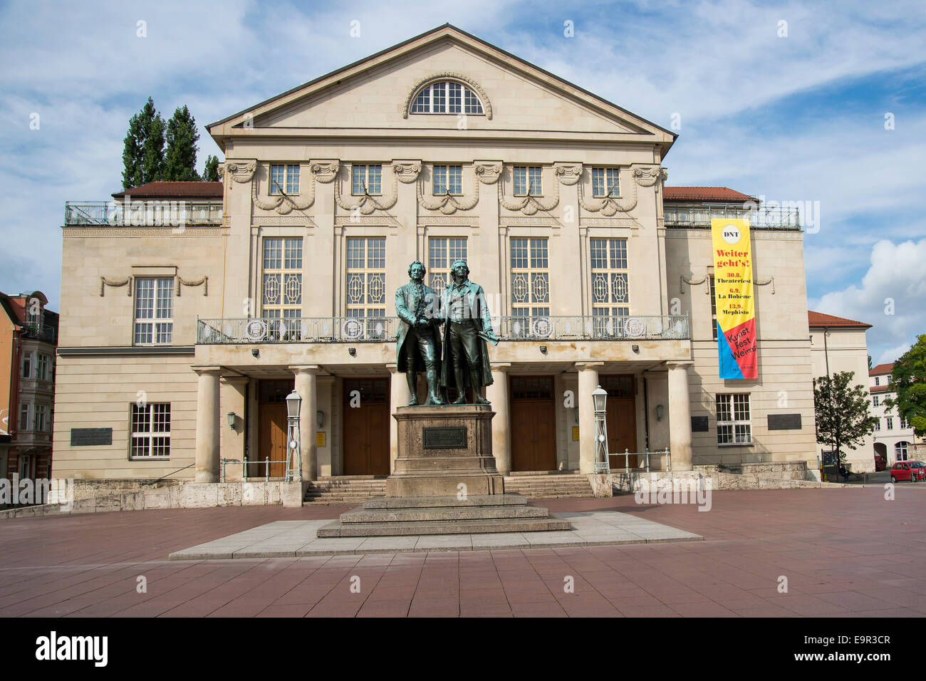 The Goethe-Schiller Monument in front of the Deutsches National theater ...