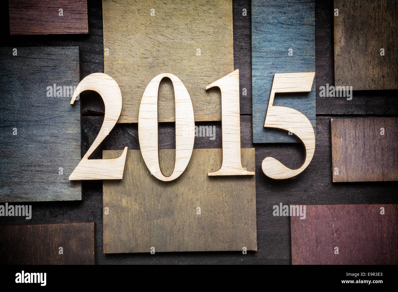 Wooden letters forming number 2015 written on wooden background Stock ...