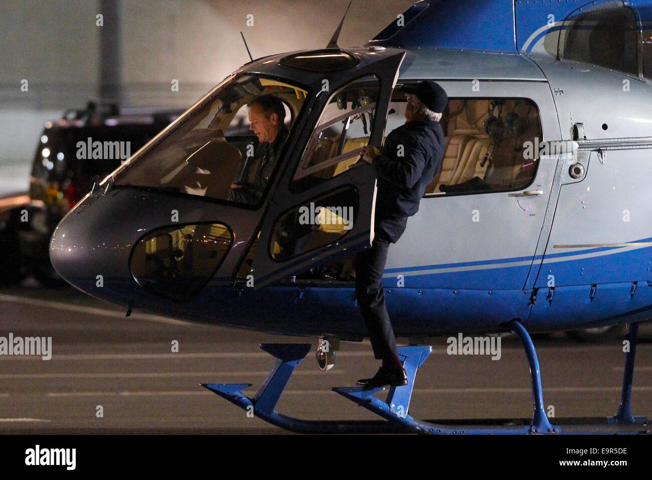 A helicopter stunt is used as part of the filming for 24 TV series at ...