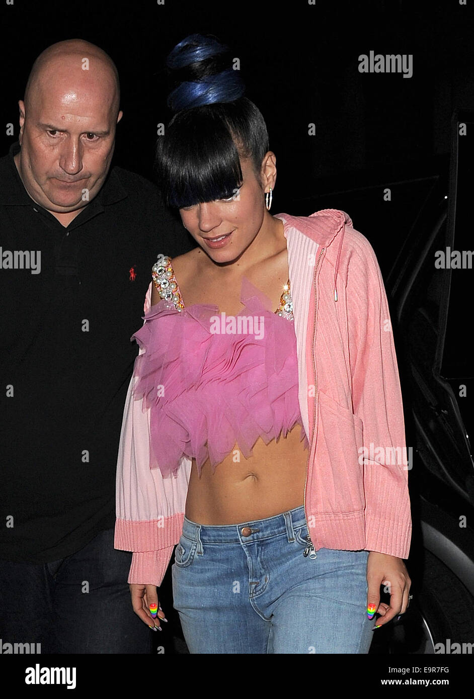 Lily Allen at her after party held at a warehouse in Scrubs Lane after ...