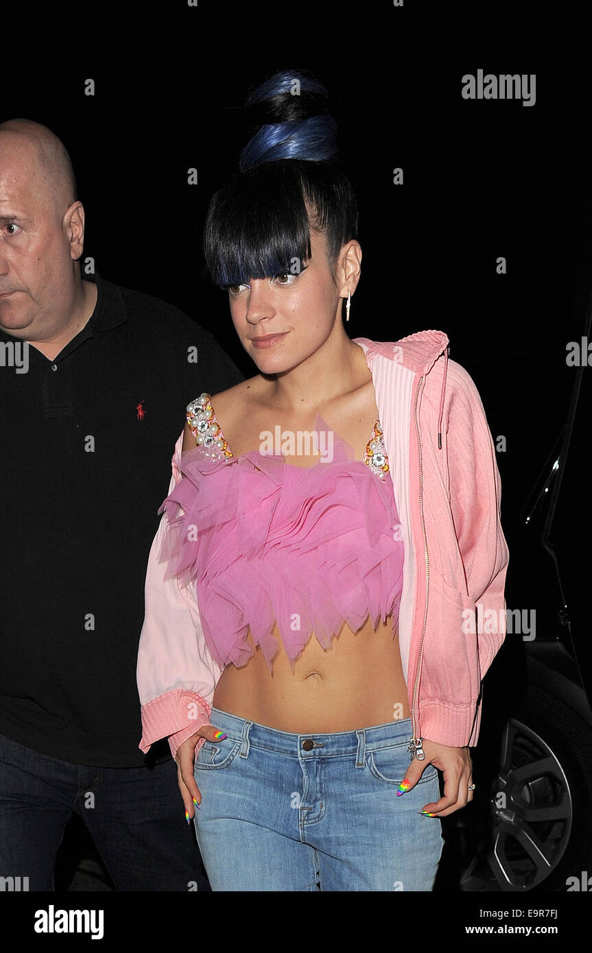 Lily Allen at her after party held at a warehouse in Scrubs Lane after ...