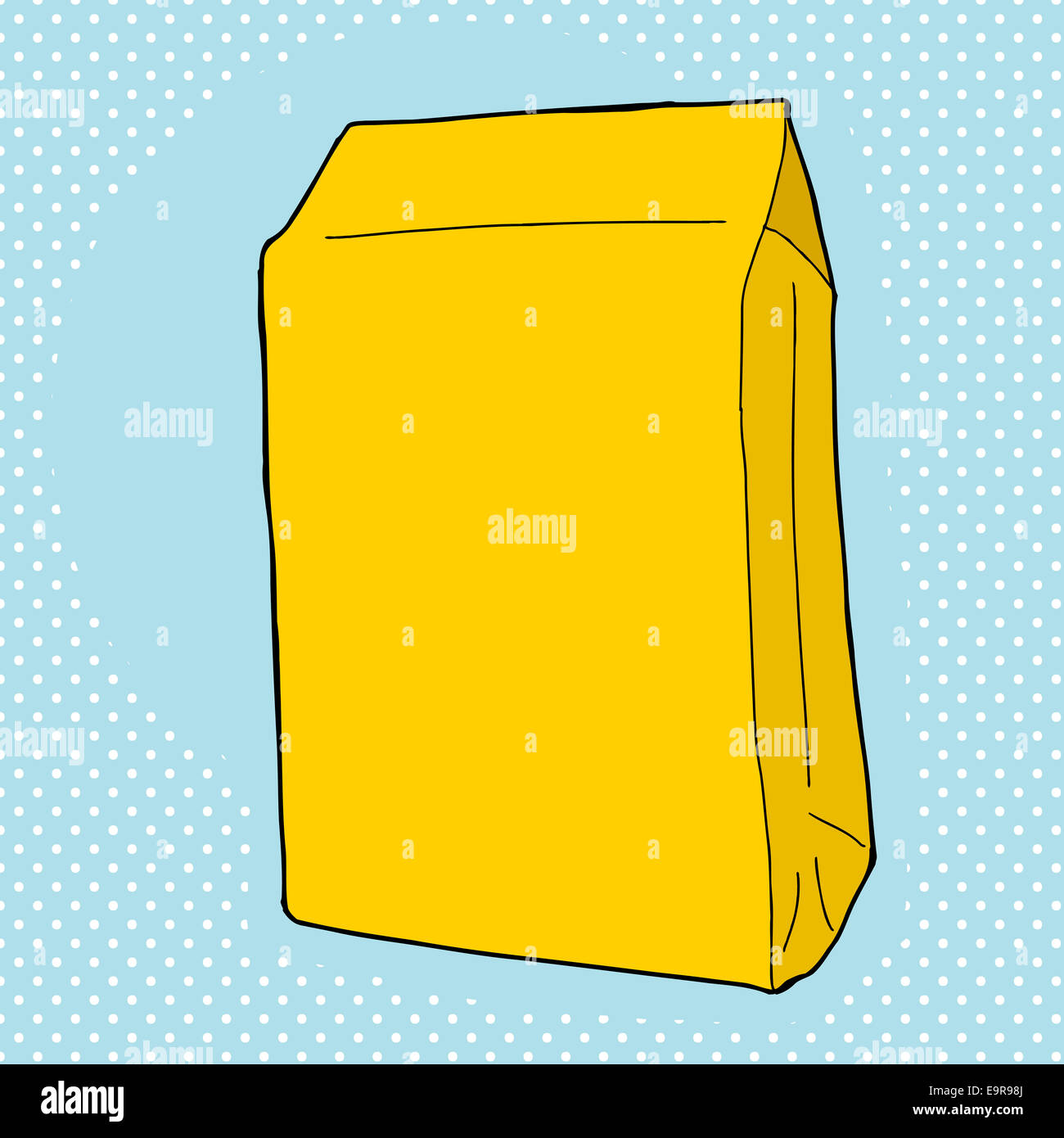 Yellow generic food package over blue background Stock Photo - Alamy