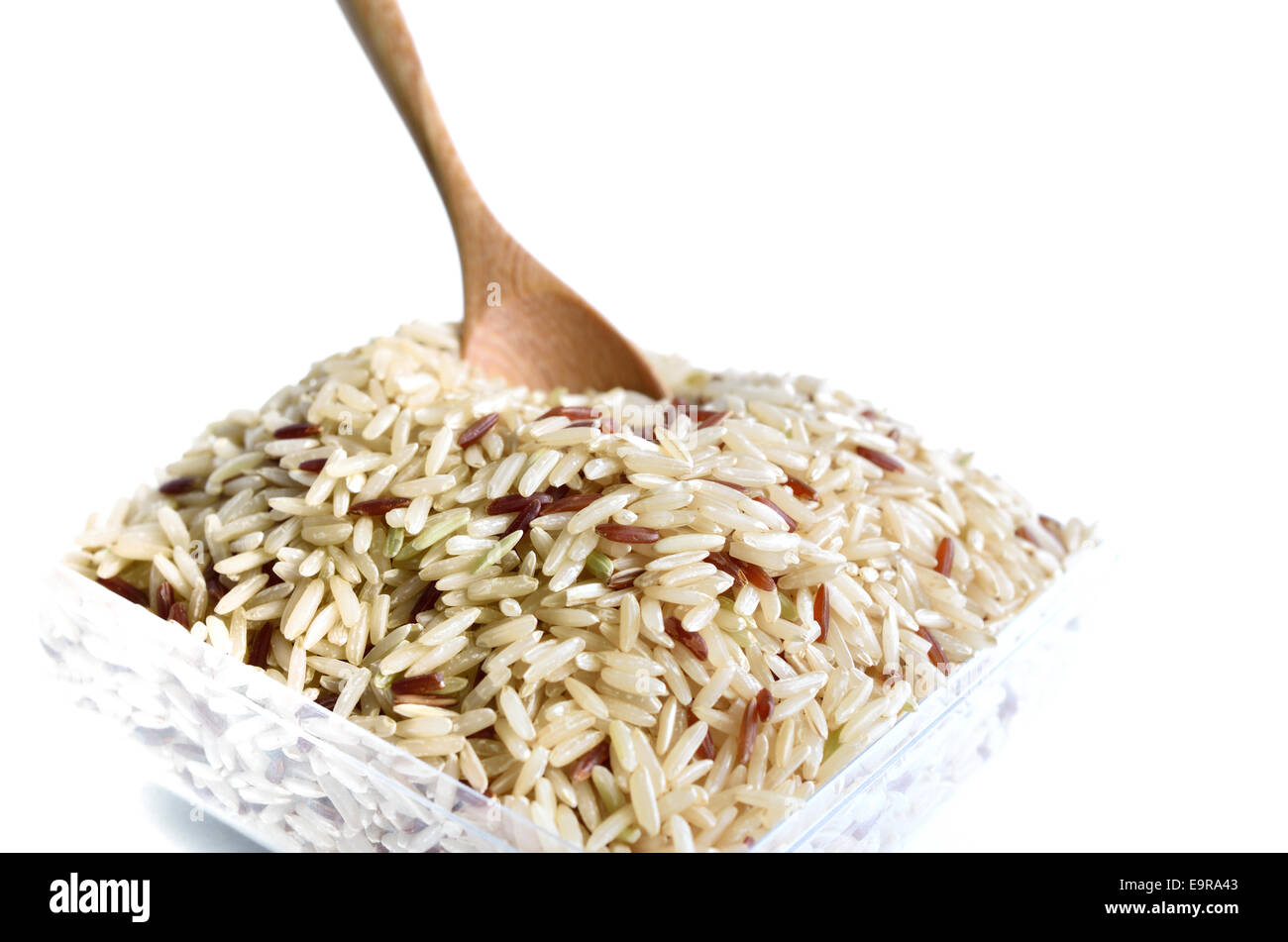 mix rice with brown rice, jasmin rice on white background Stock Photo ...