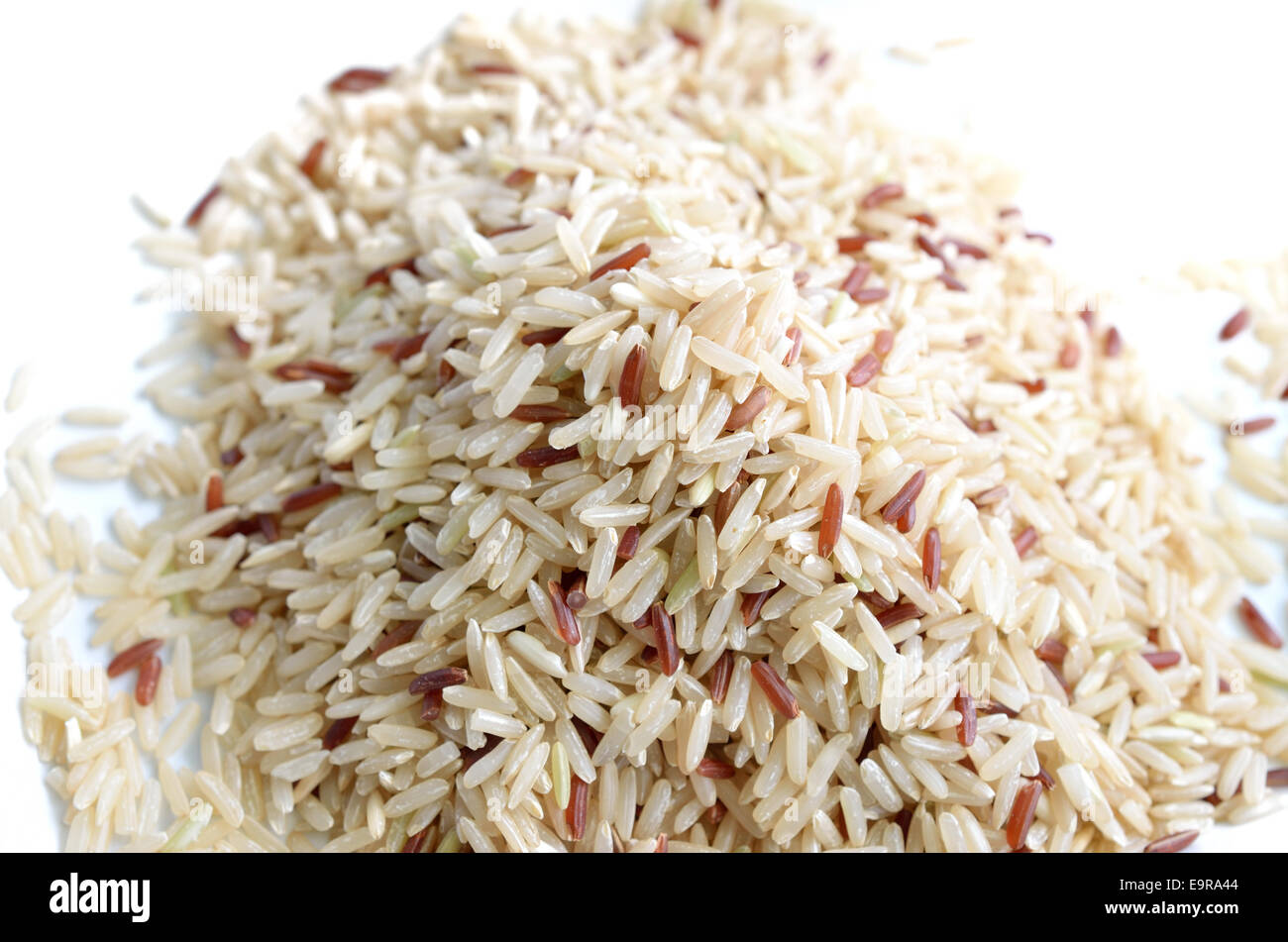 mix rice with brown rice, jasmin rice on white background Stock Photo ...