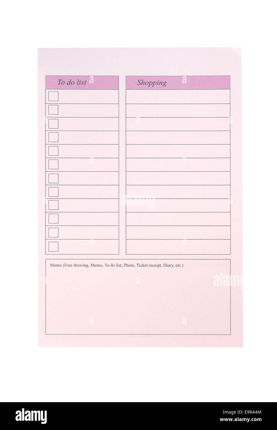 To do list a representing things to do when organizing a schedule Stock ...