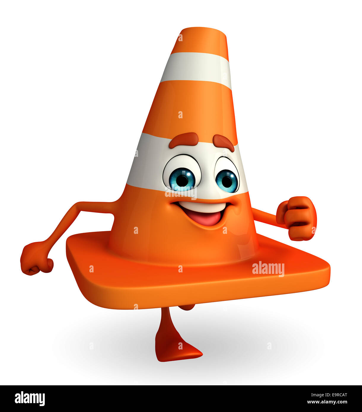Cartoon Character of Construction cone is running Stock Photo - Alamy