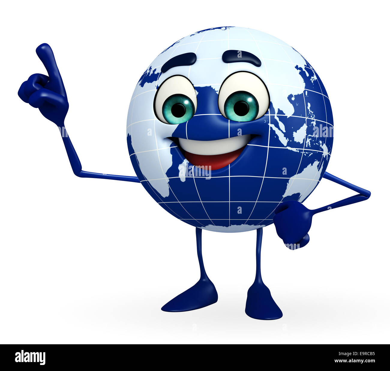 Cartoon Character of Globe is pointing Stock Photo - Alamy
