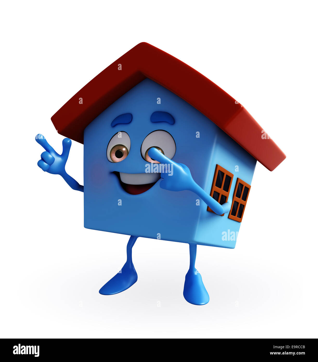 Cartoon Charcter of house is pointing Stock Photo - Alamy