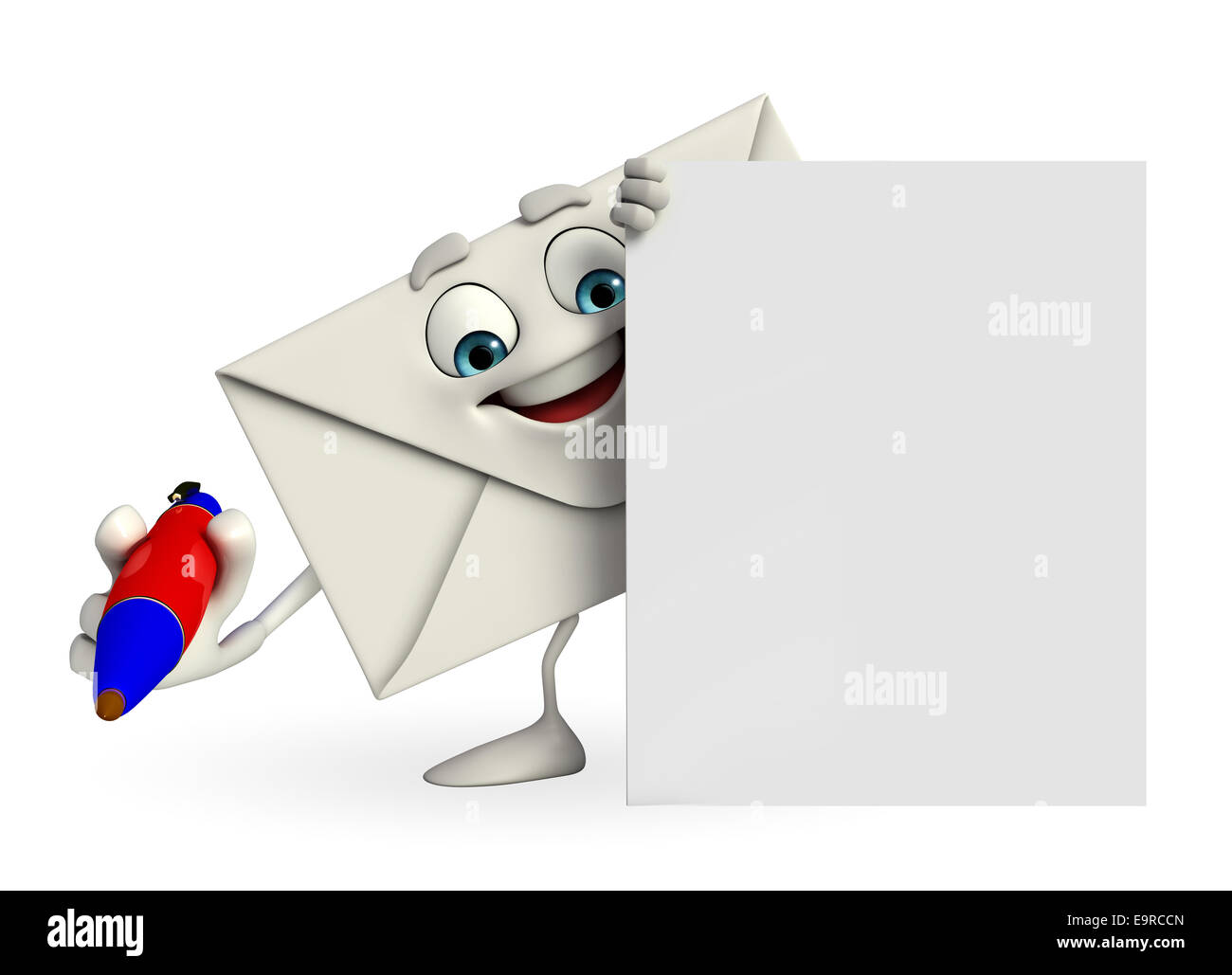 Cartoon Character of mail with sign Stock Photo - Alamy