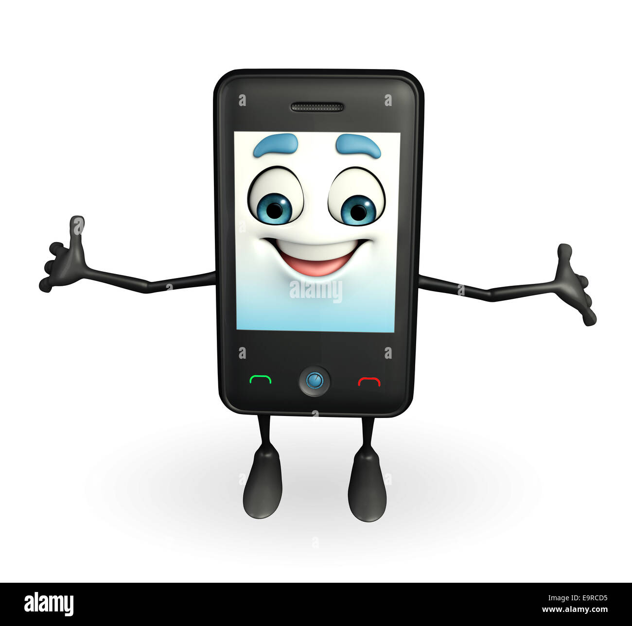 Cartoon Character of Mobile is Happy pose Stock Photo - Alamy