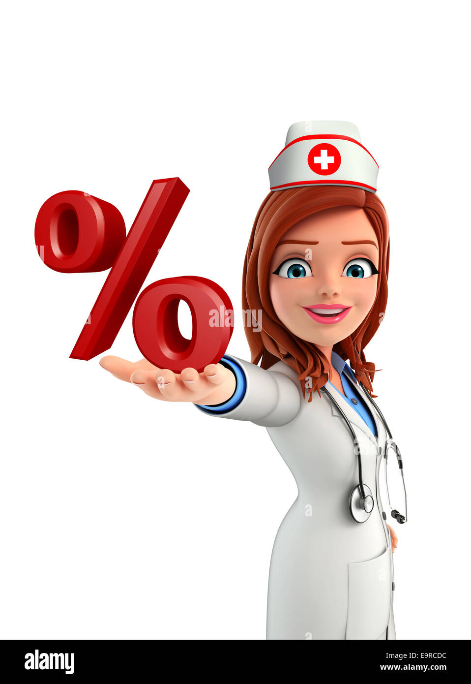 Cartoon Character of Nurse with percentage Stock Photo - Alamy