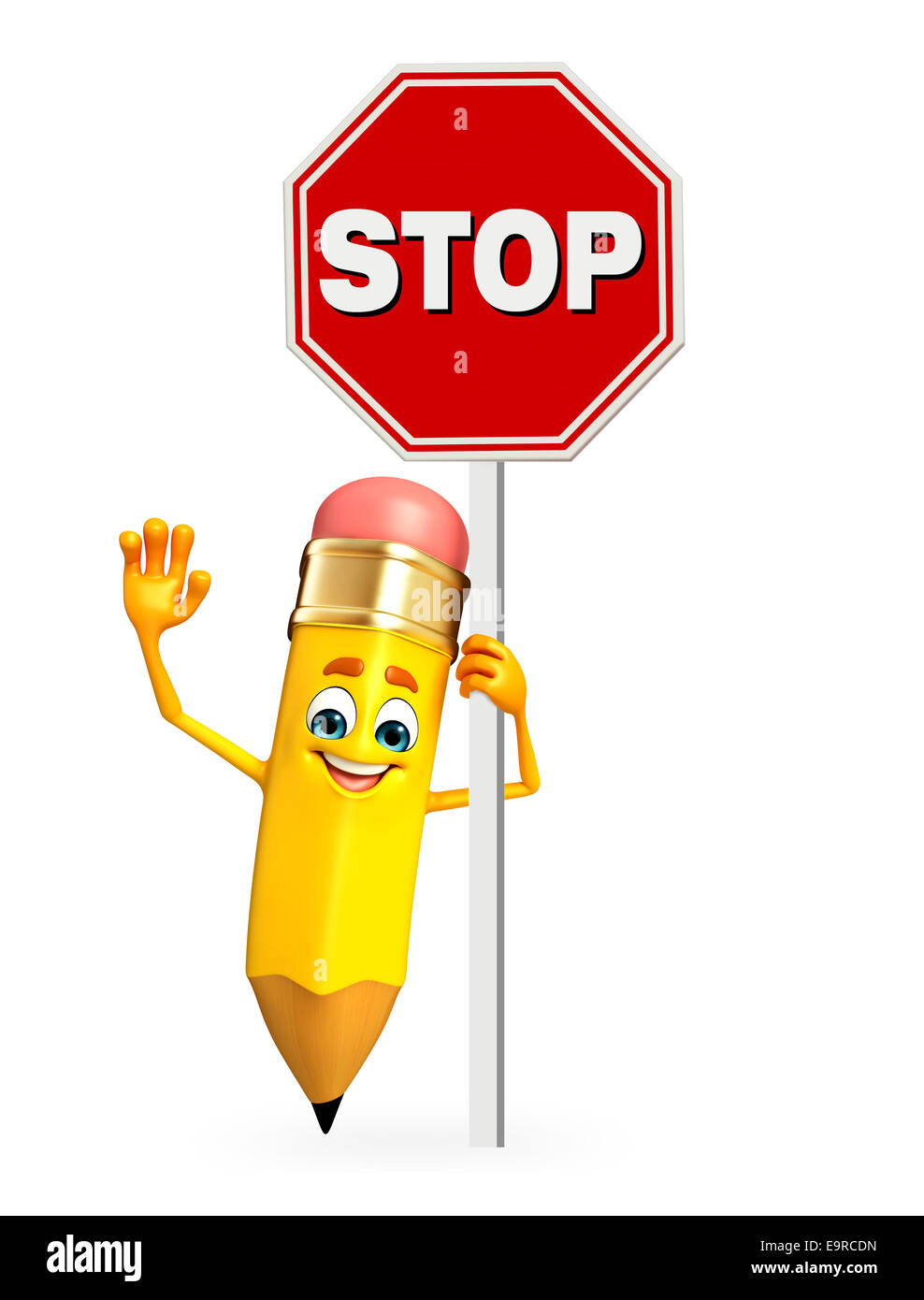 Cartoon character pencil stop sign hi-res stock photography and images ...