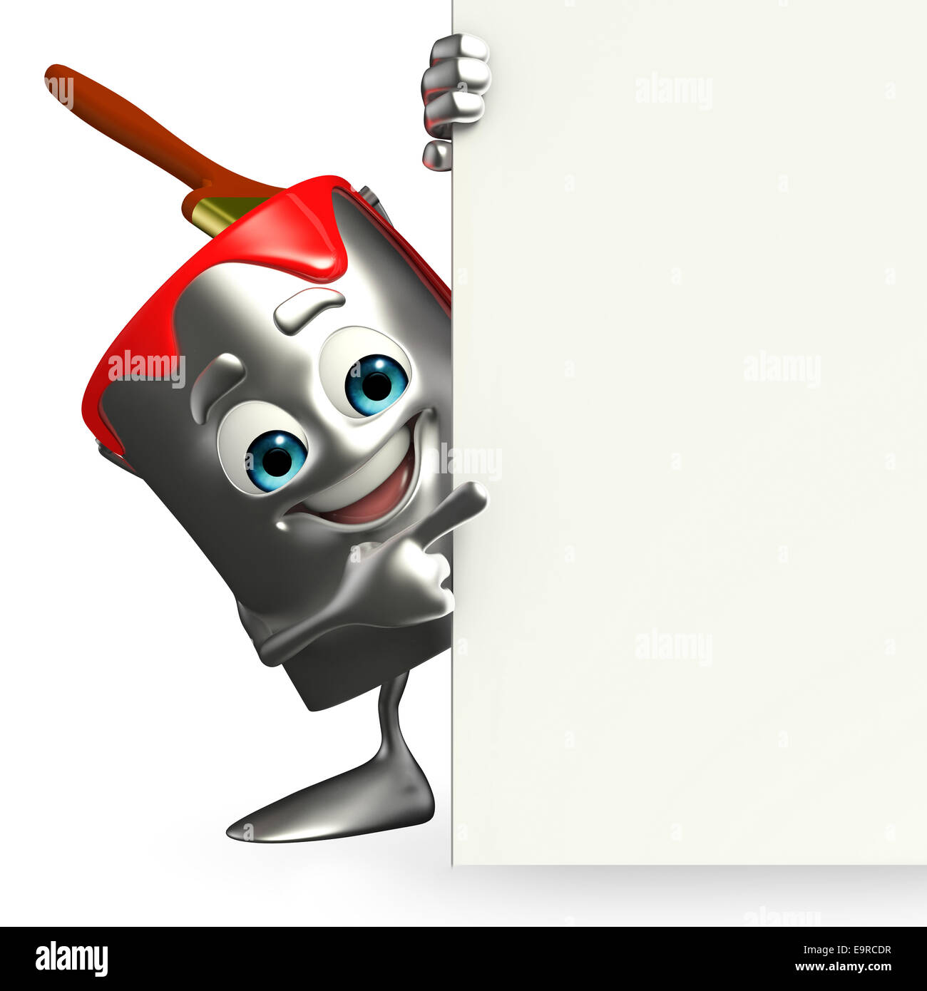 Cartoon Character of paint bucket with sign Stock Photo - Alamy