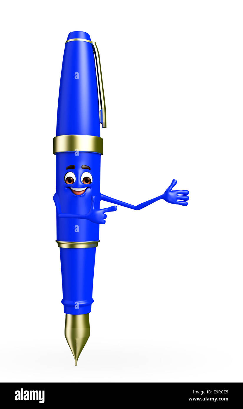 Cartoon Chatacter of Pen is pointing Stock Photo - Alamy