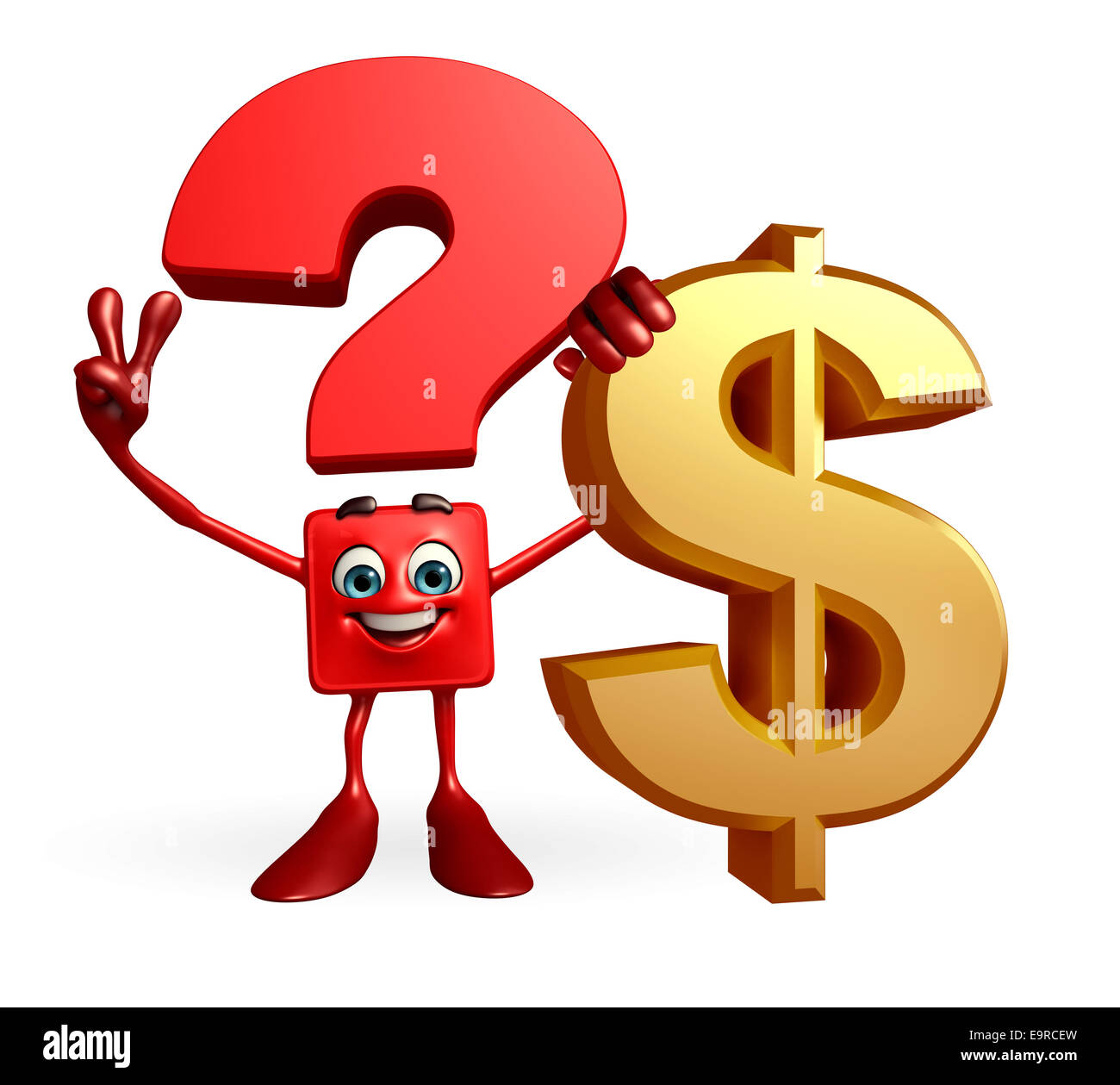 Cartoon Character of Question Mark with dollar sign Stock Photo - Alamy