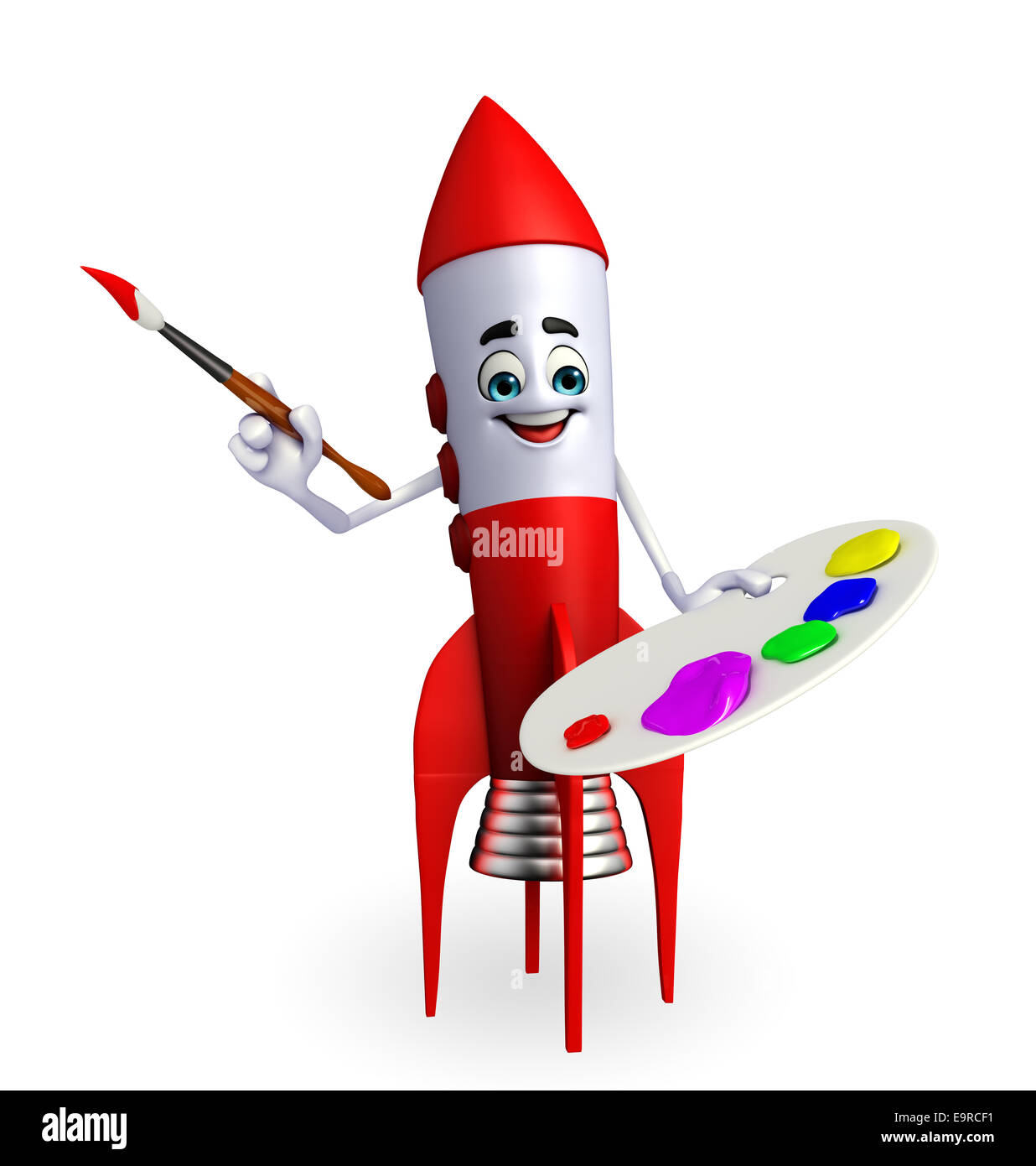 Cartoon character of rocket with color plate Stock Photo - Alamy