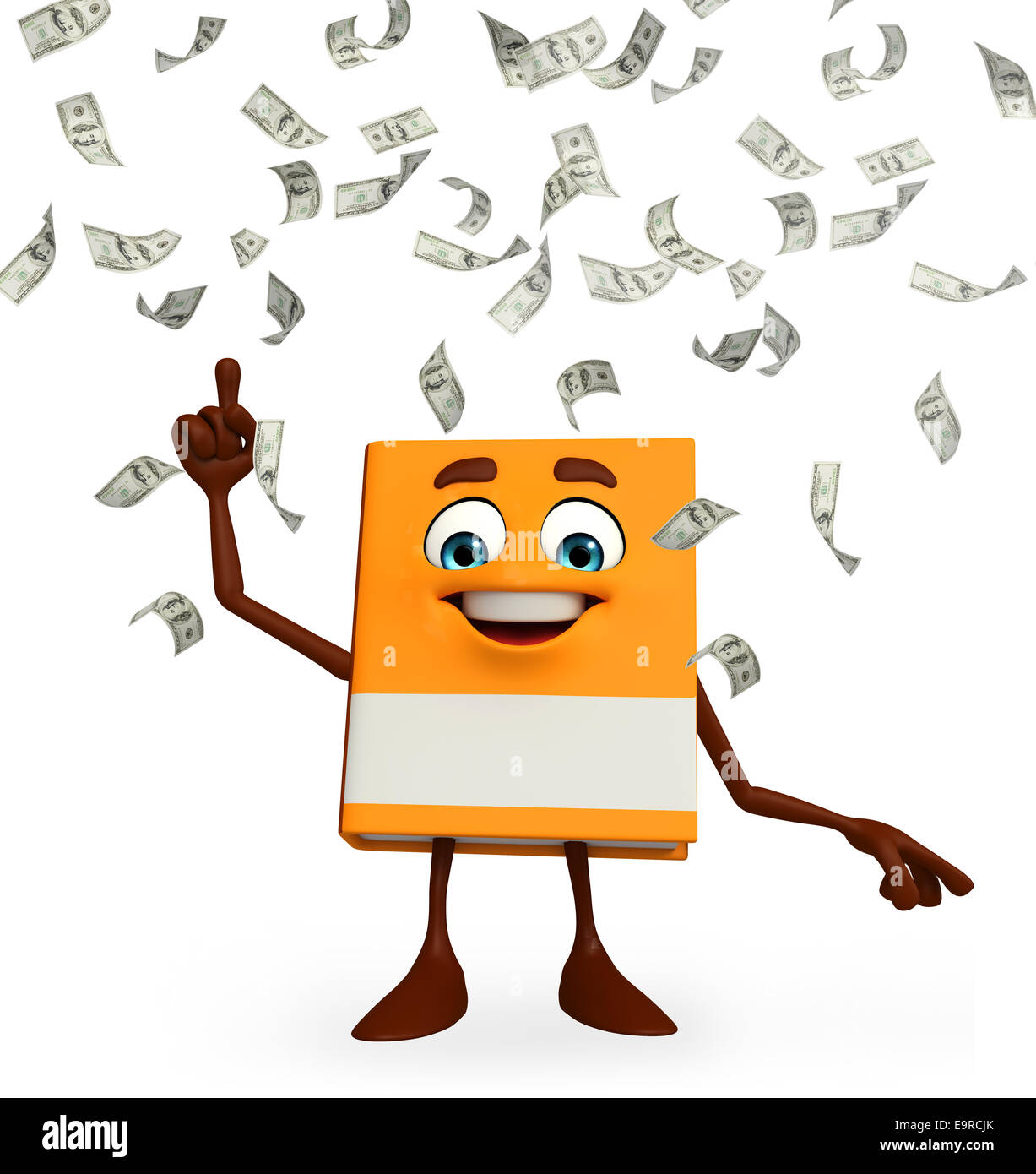 Cartoon Character of Book with dollars Stock Photo - Alamy