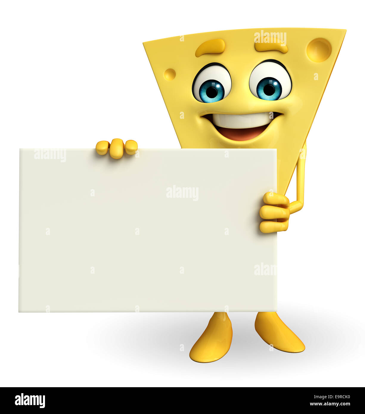 Cartoon Character of Cheese with sign Stock Photo - Alamy