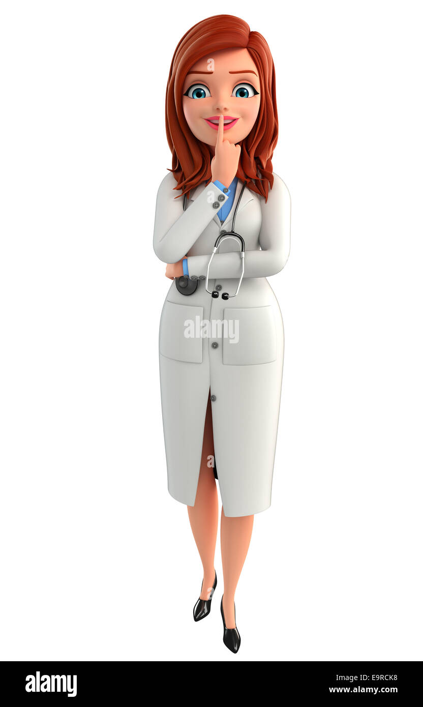 Illustration of Young Doctor with keep silence pose Stock Photo - Alamy