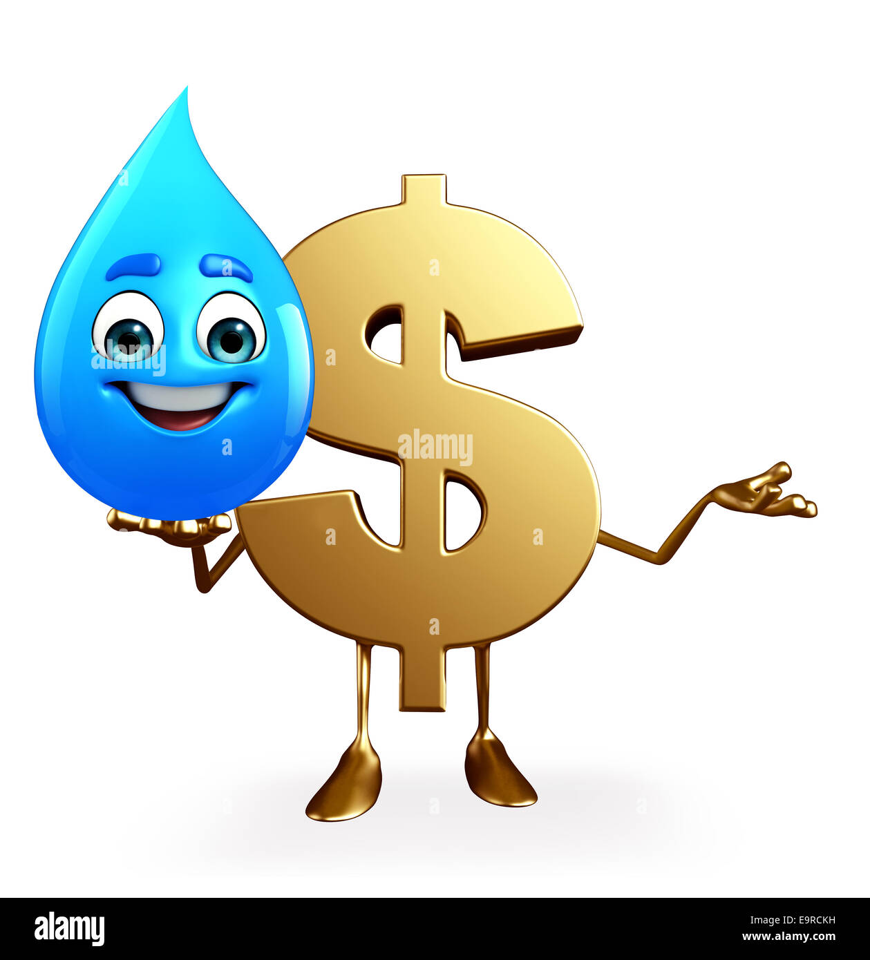 Cartoon Character of dollar with water drop Stock Photo - Alamy