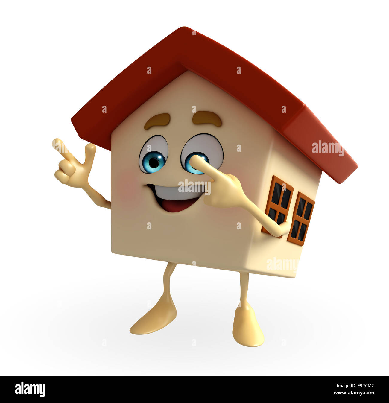 Cartoon Charcter of house is pointing Stock Photo - Alamy