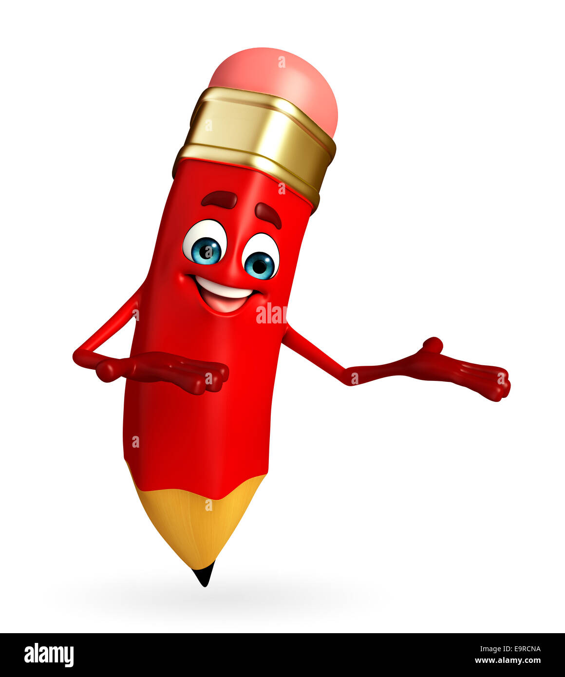 Cartoon Character of pencil is presenting Stock Photo - Alamy