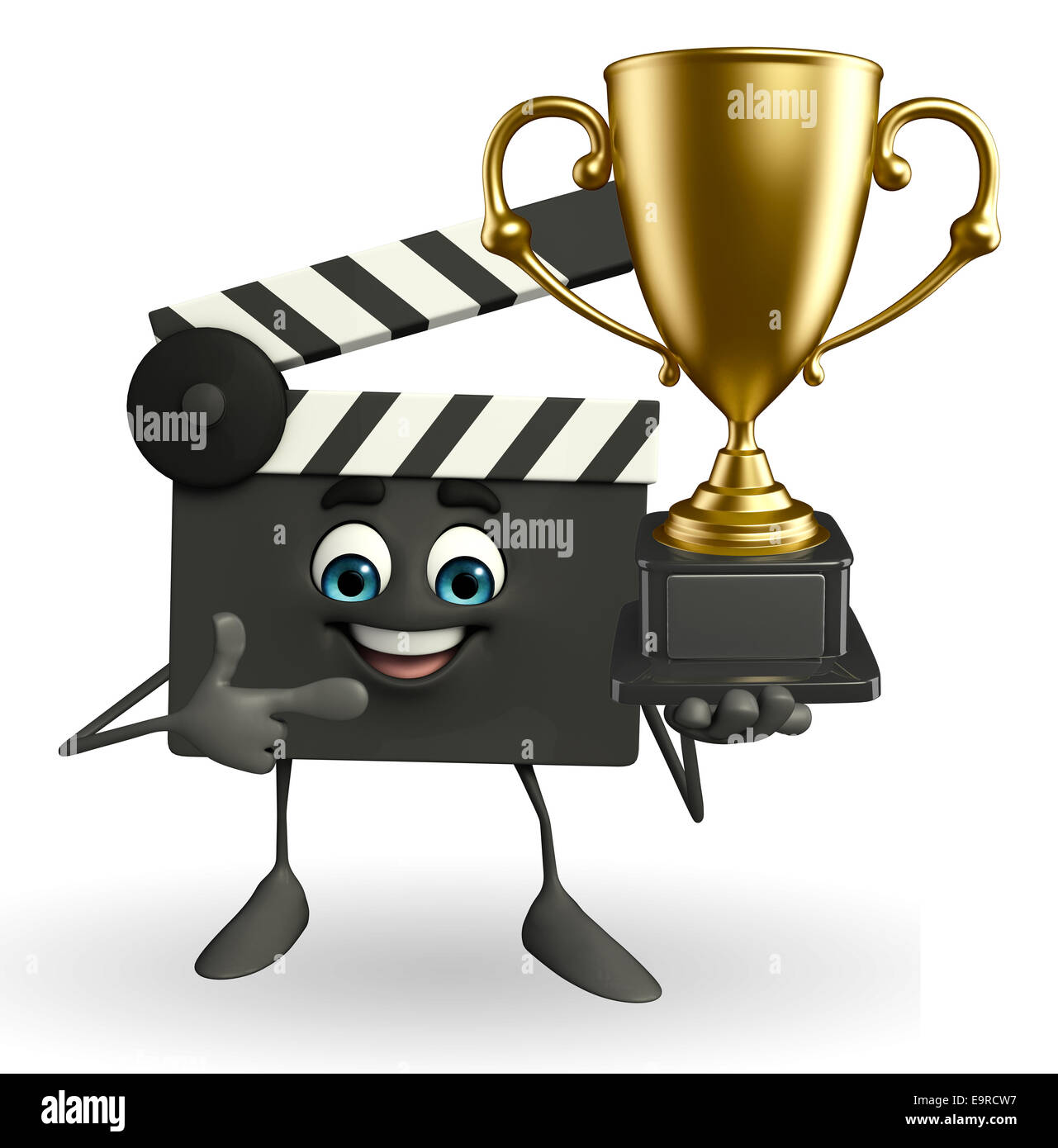 Cartoon Character of Clapper Board with trophy Stock Photo - Alamy