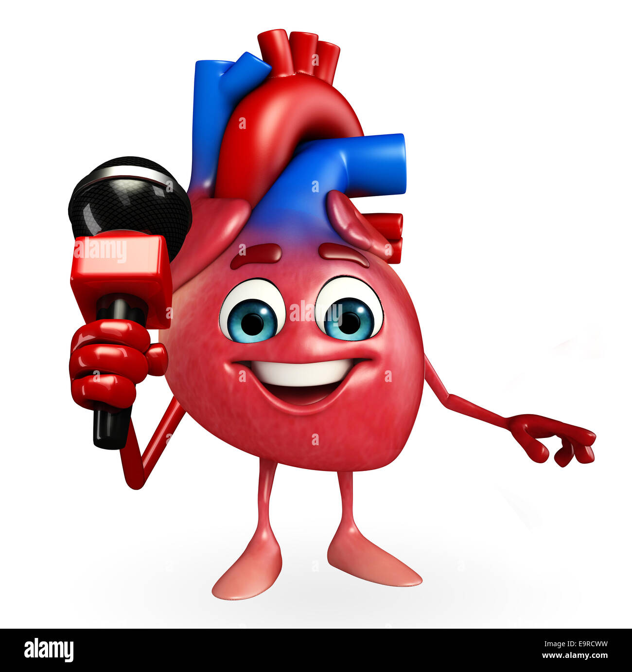 Cartoon Character of heart with mike Stock Photo - Alamy