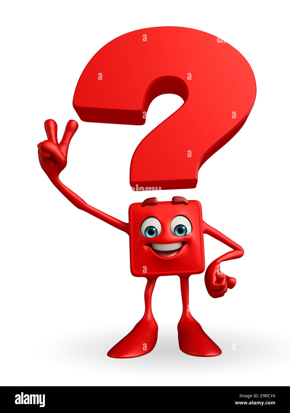 Cartoon Character of Question Mark with victory sign Stock Photo - Alamy
