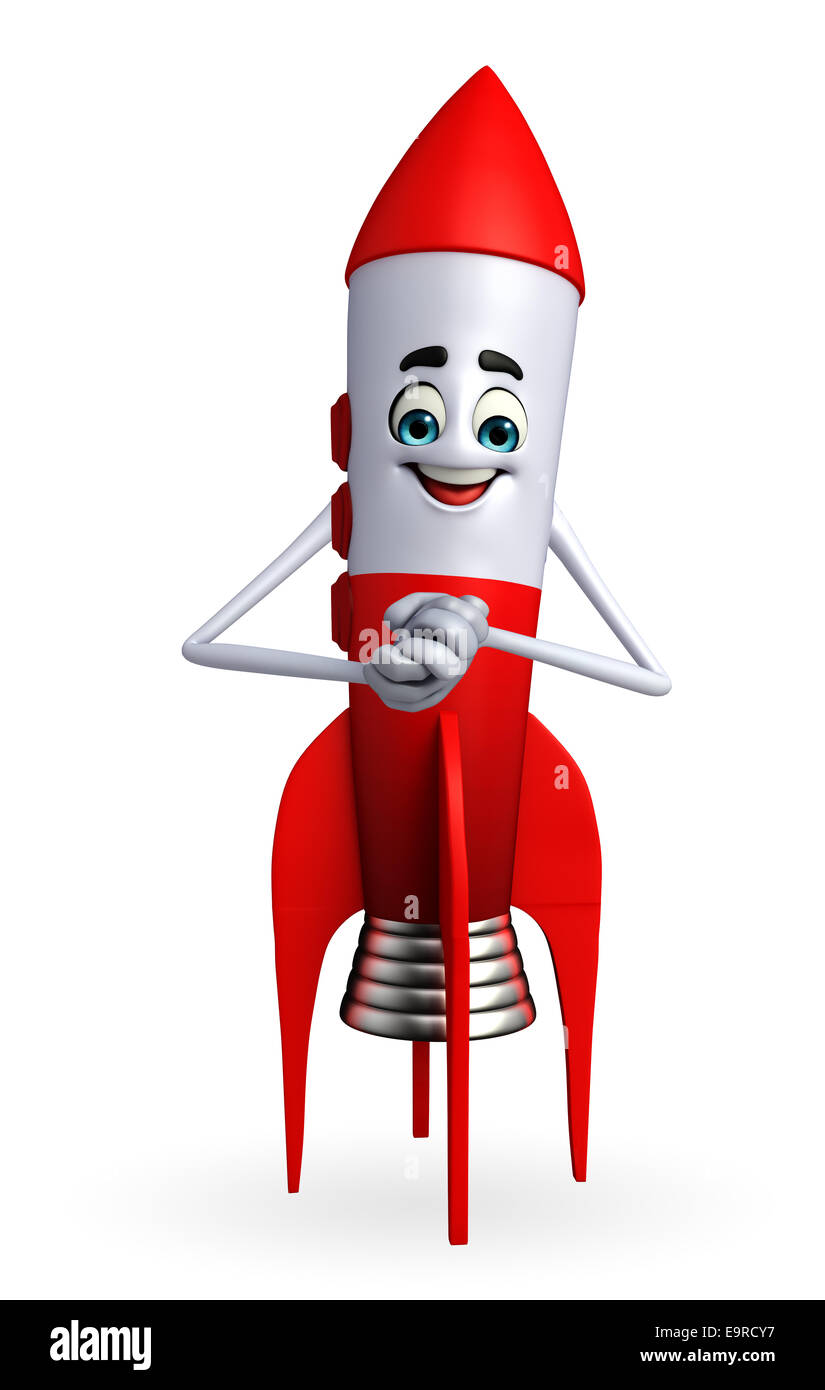 Cartoon character of rocket with happy pose Stock Photo - Alamy
