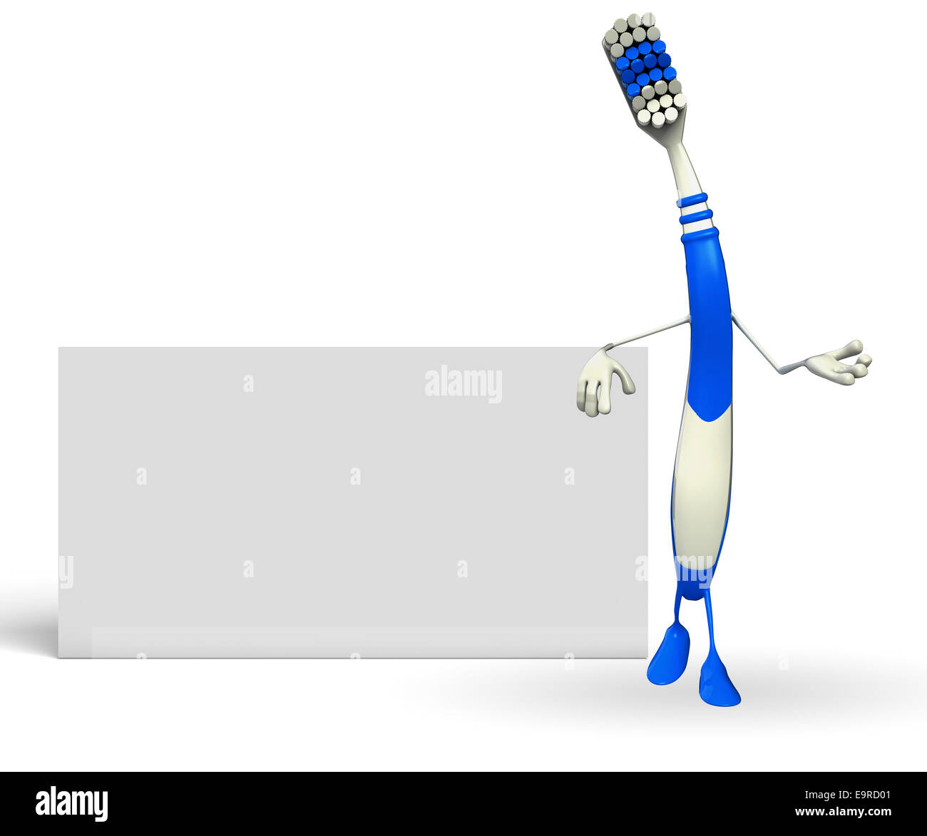 Cartoon Character of toothbrush with sign Stock Photo - Alamy