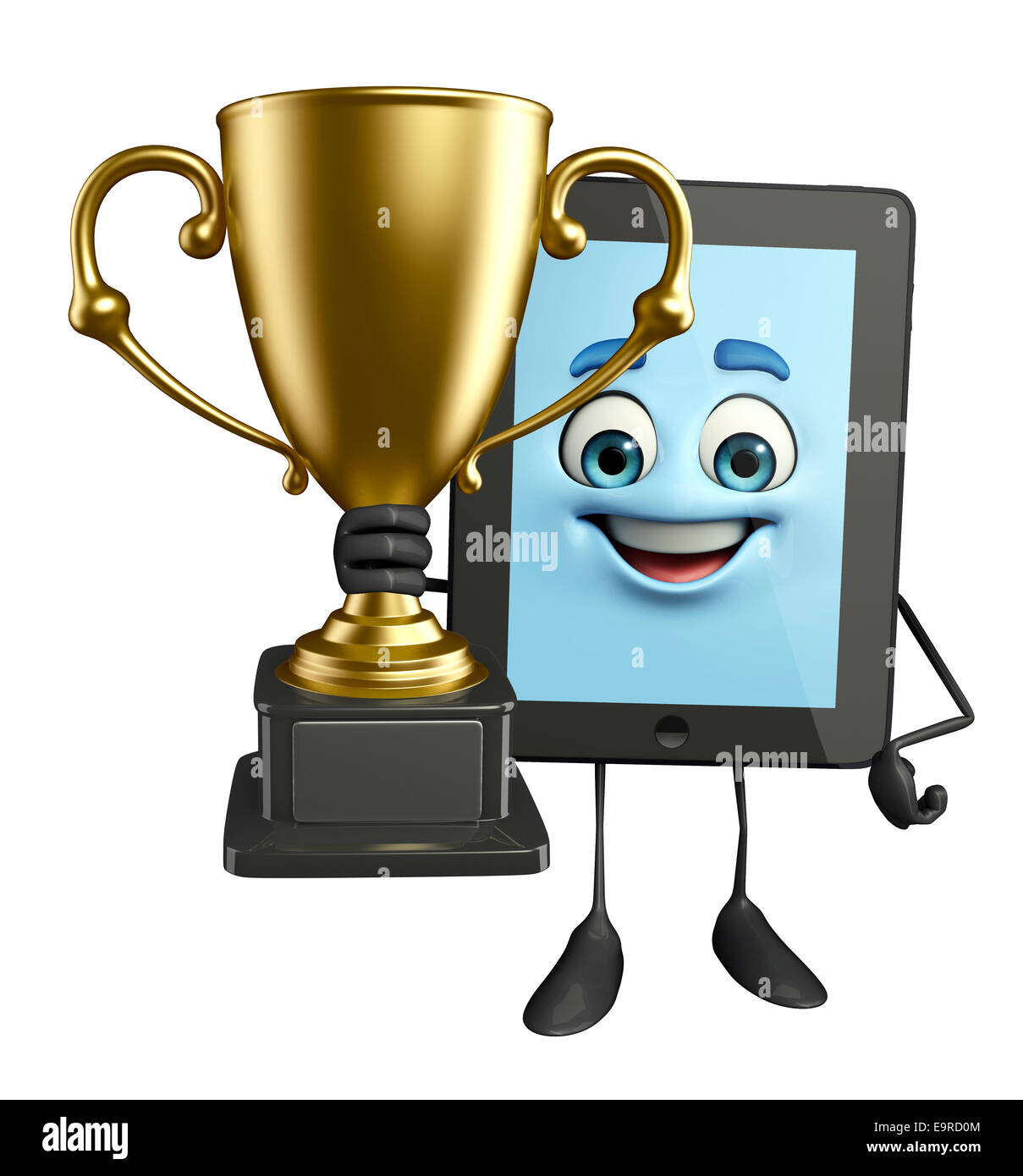 Cartoon character of tab with trophy Stock Photo - Alamy