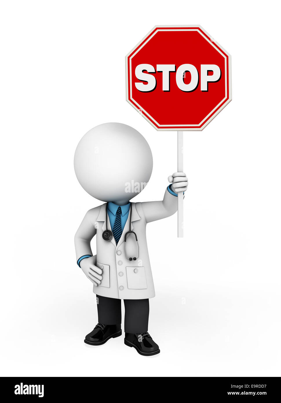 Illustration of young doctor with stop sign Stock Photo - Alamy