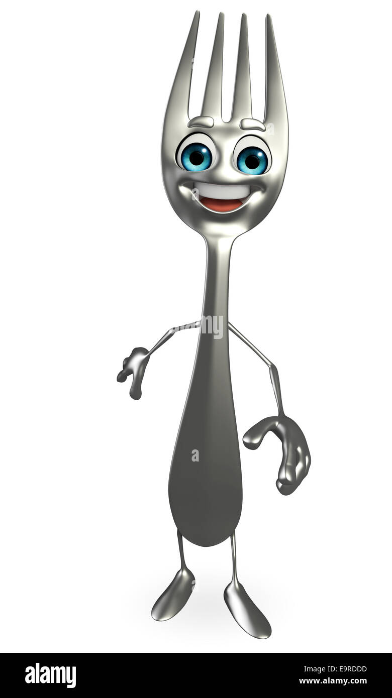 Cartoon character of fork is happy Stock Photo - Alamy