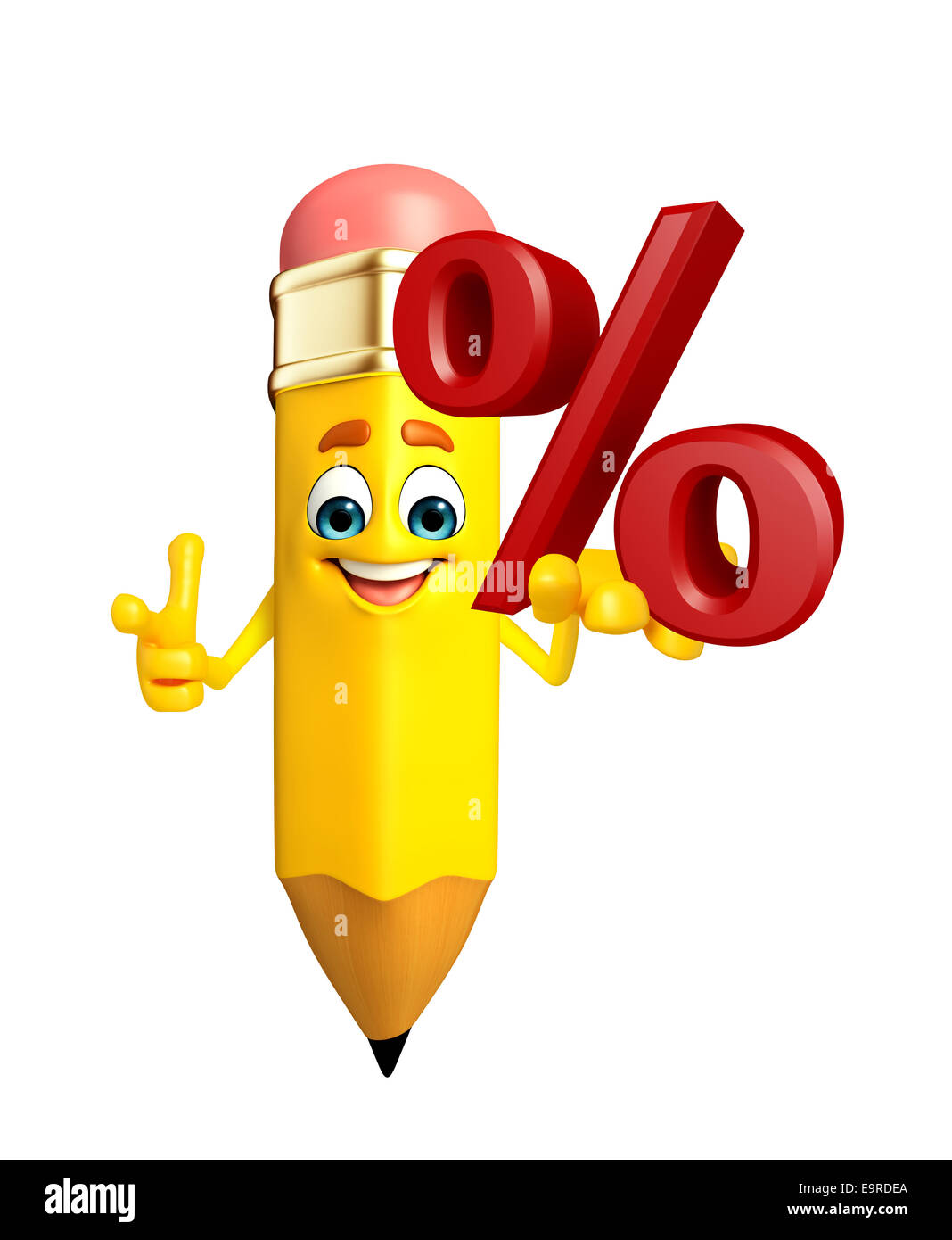 Cartoon Character of pencil with Percent sign Stock Photo - Alamy