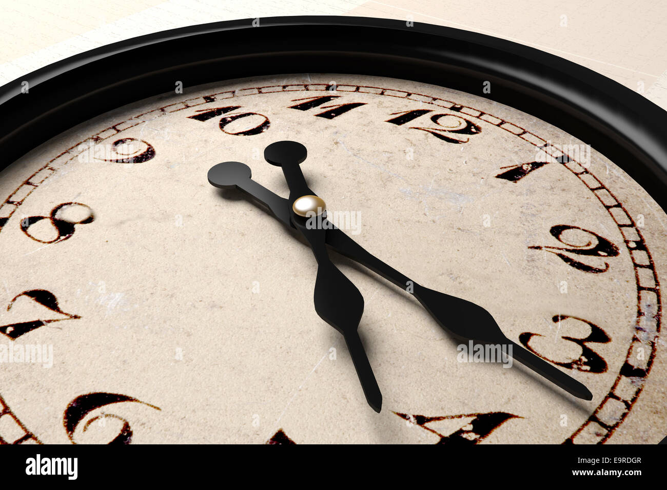 3d design of an old wall clock on a paper texture Stock Photo - Alamy