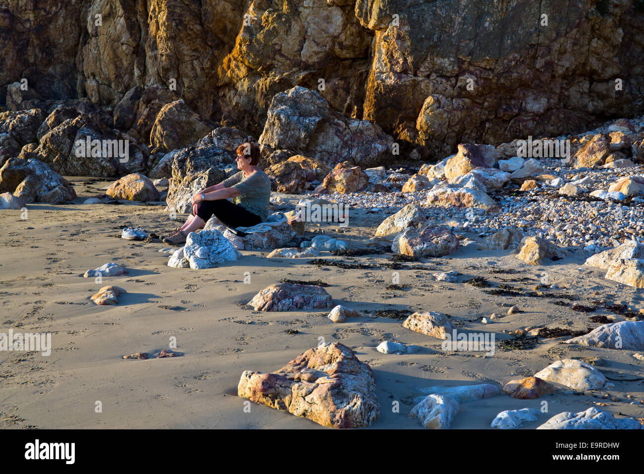 Porth Padrig rock strewn and sandy beach Llanbadrig on the northern ...