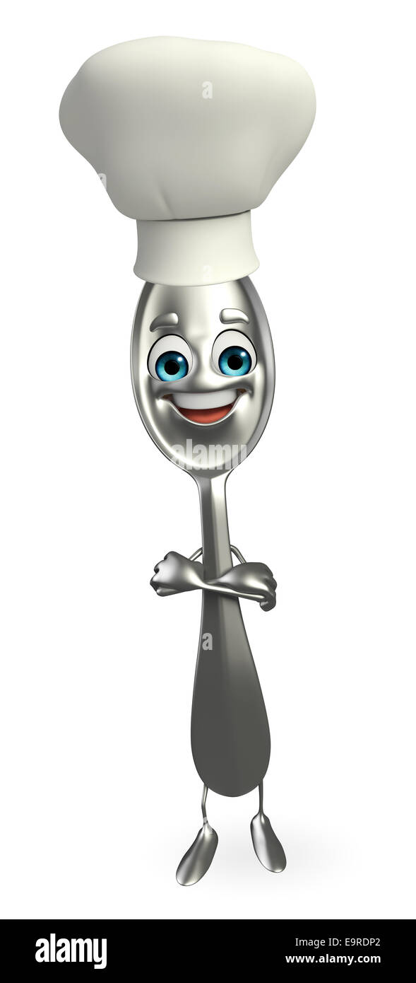 Cartoon character of spoon with chef cap Stock Photo - Alamy
