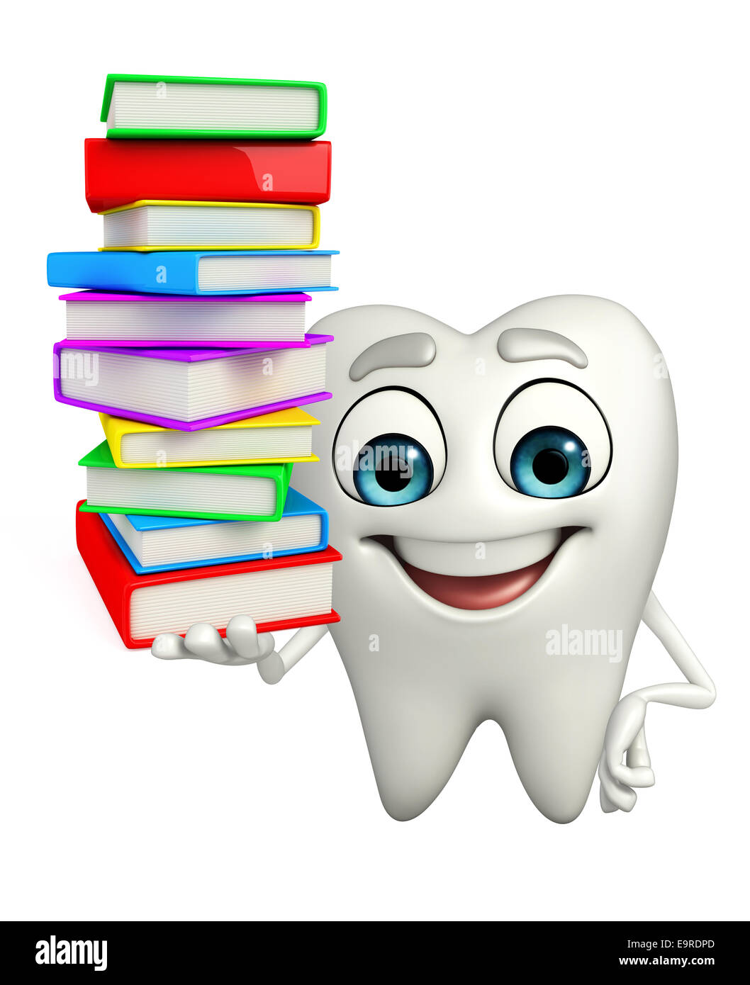 Cartoon character of teeth with Books pile Stock Photo - Alamy