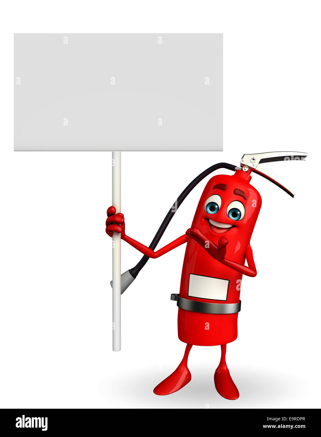 Cartoon Character of fire extinguisher with sign Stock Photo - Alamy