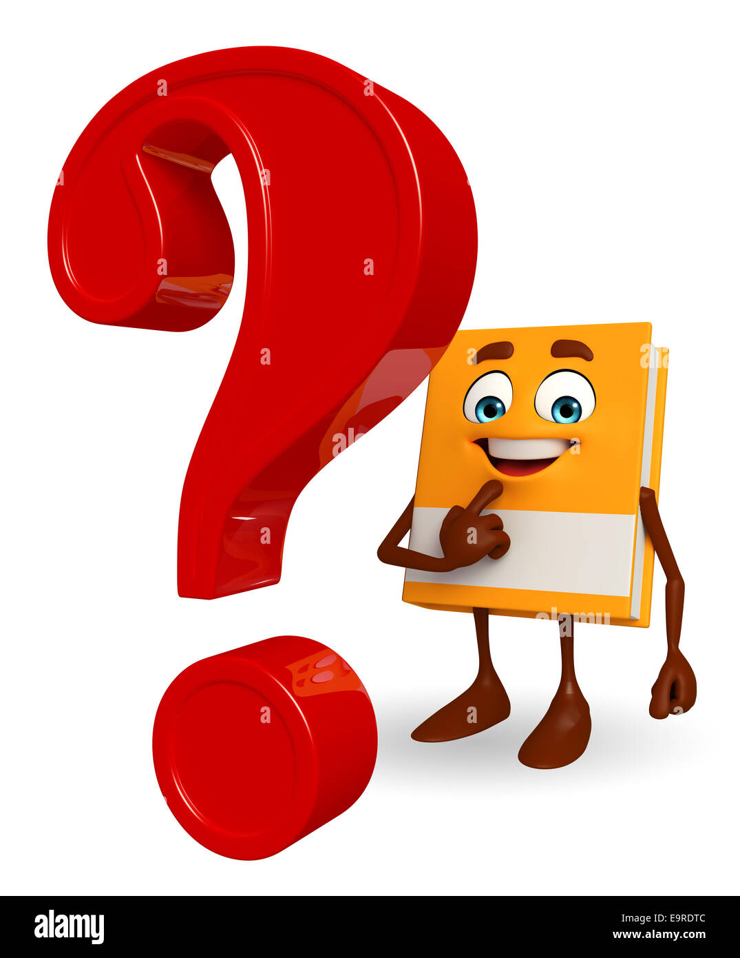 Cartoon Character of Book with question mark Stock Photo - Alamy