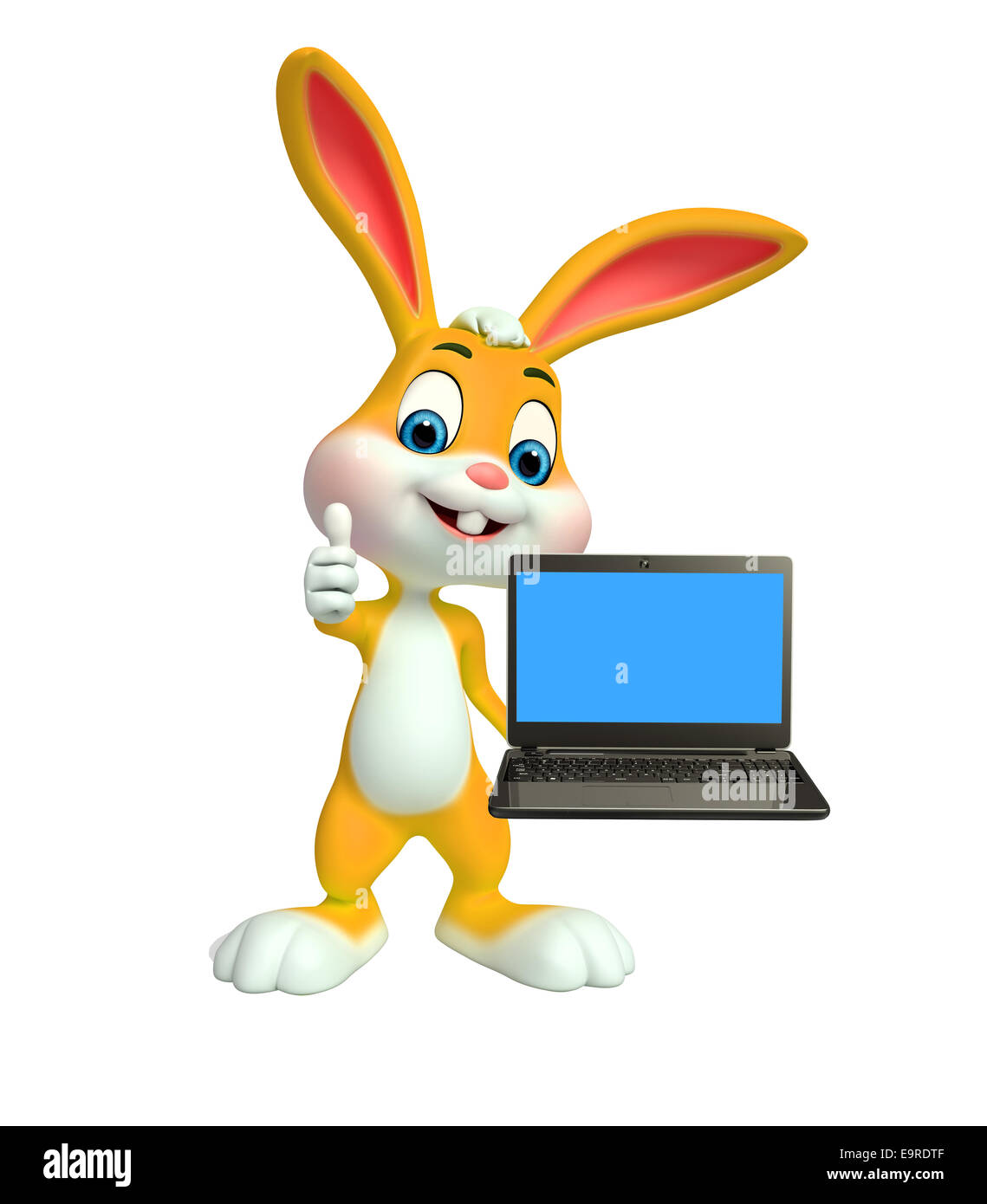 Cartoon Character of Easter Bunny with laptop Stock Photo - Alamy
