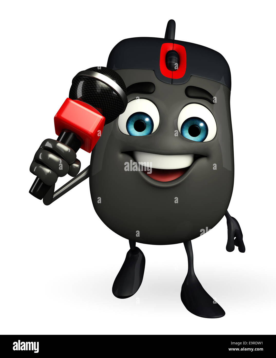 Cartoon Character of Computer Mouse with mike Stock Photo - Alamy