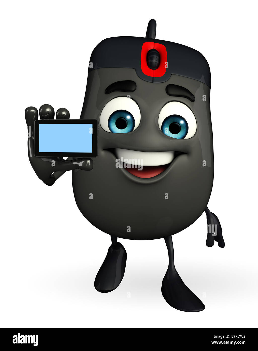 Cartoon Character of Computer Mouse with mobile Stock Photo - Alamy