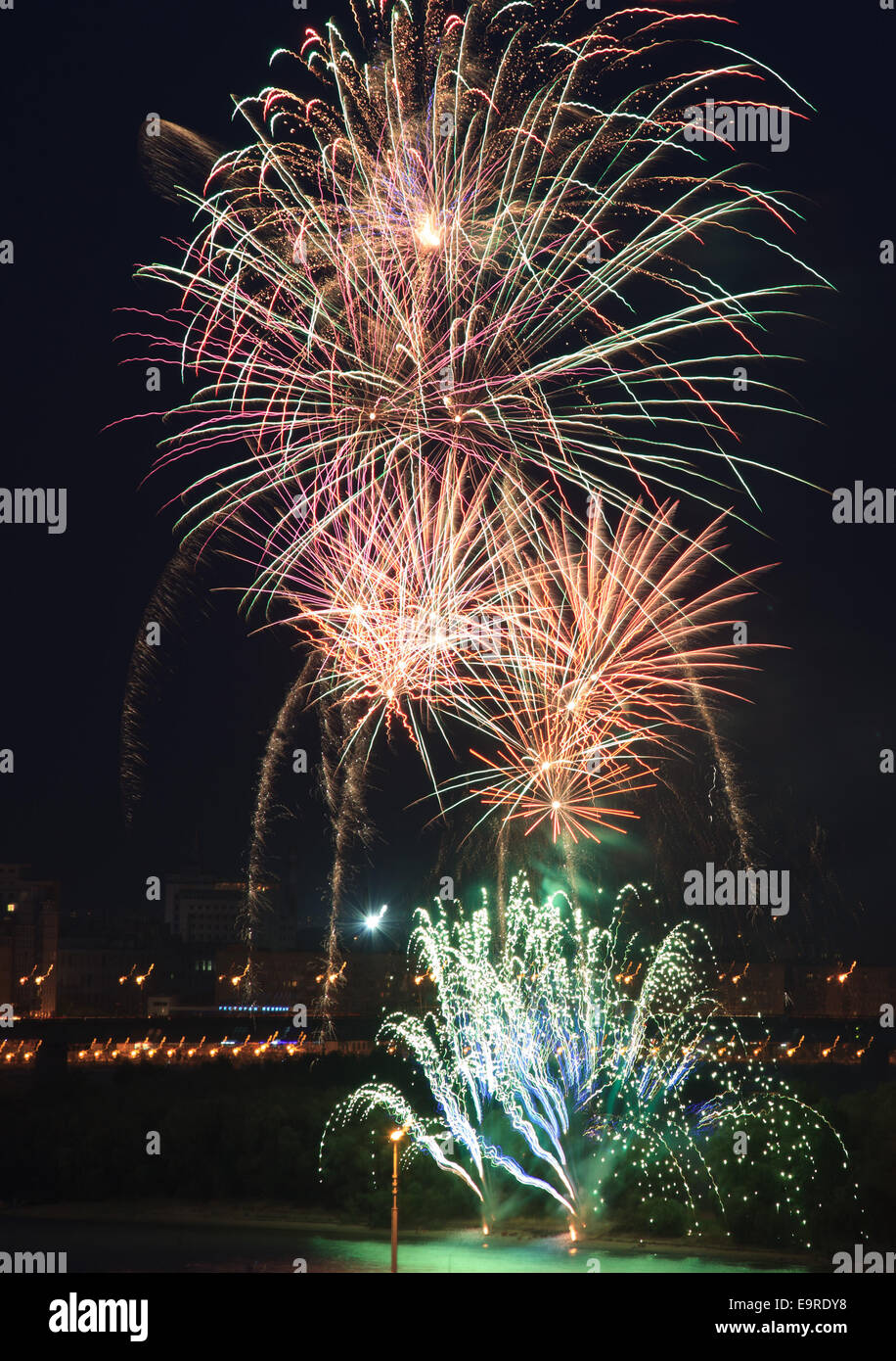 Beautiful fireworks in the night sky Stock Photo - Alamy